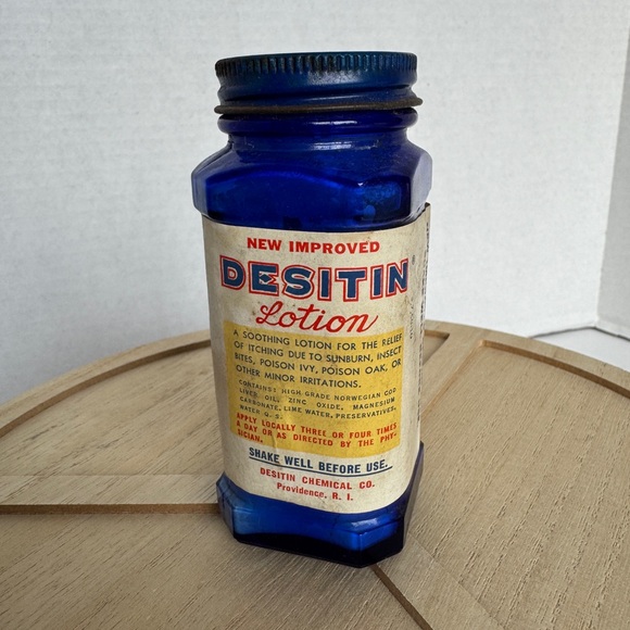 desitin | Other | Vintage Desitin Lotion In Blue Glass Bottle | Poshmark